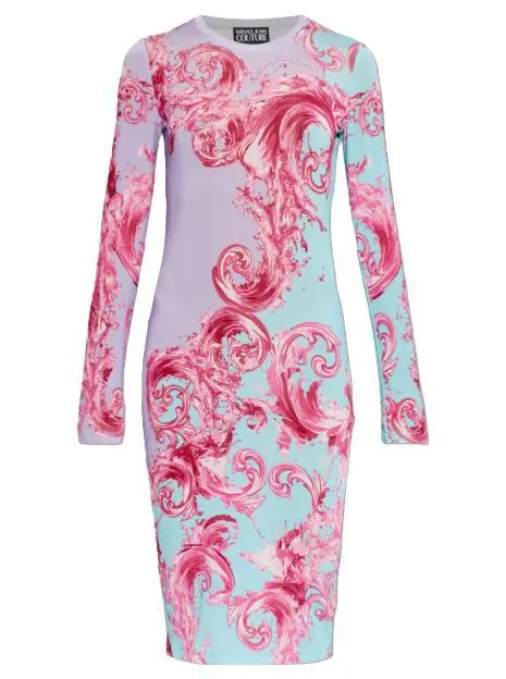 Versace Baroque Print Long-sleeve Dress - Pink