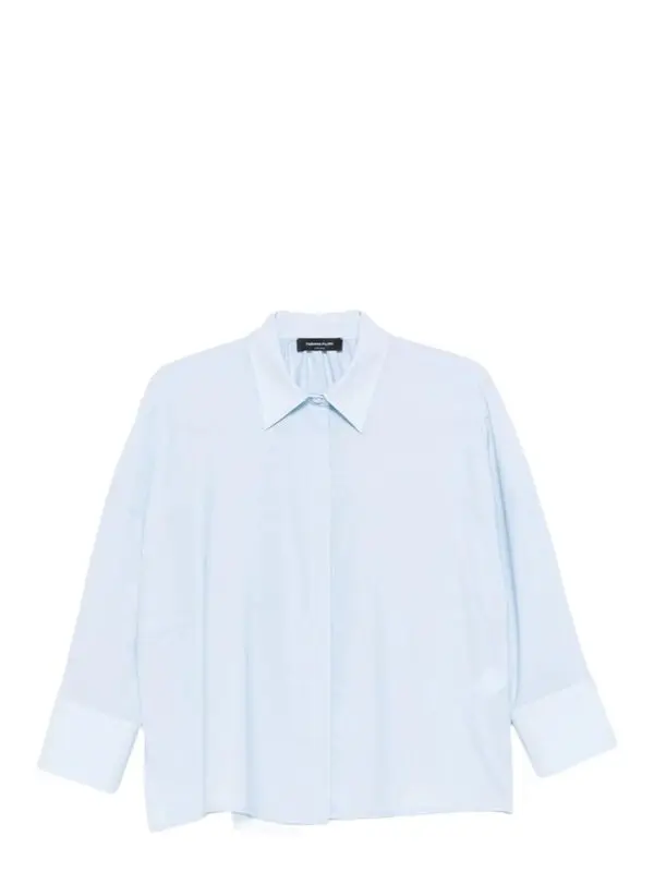 Fabiana Filippi Long Sleeve Shirt With Buckle Cuffs And Semi-transparent Back - Blue
