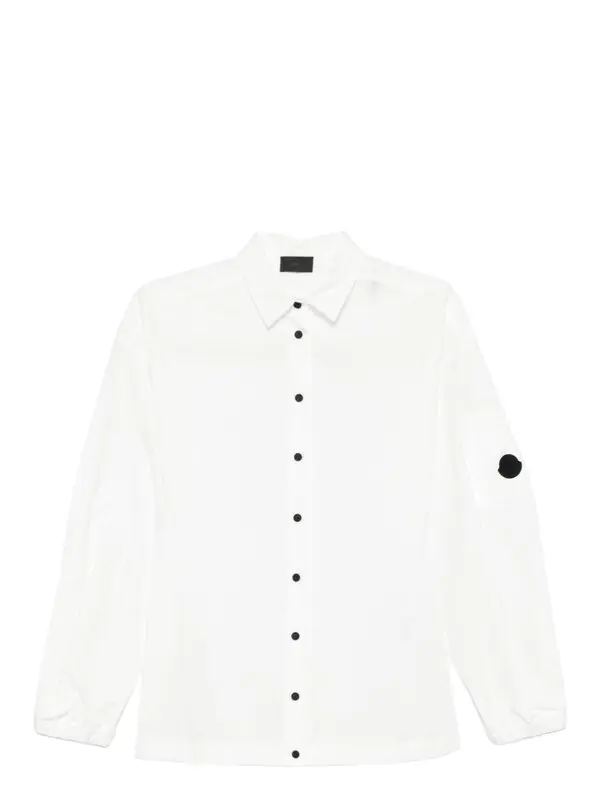Moncler Puff Sleeve Shirt With Lapel Collar And Logo Detail - White