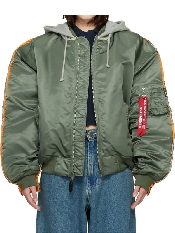 Vetements X Alpha Industries Collaboration Hooded Bomber Jacket - Green