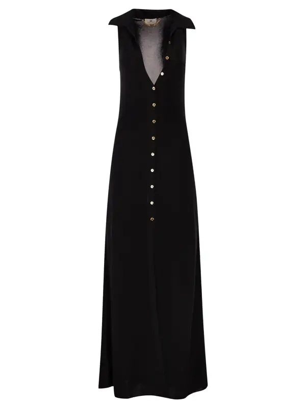 Elisabetta Franchi Embellished Knit Maxi Dress - Black
