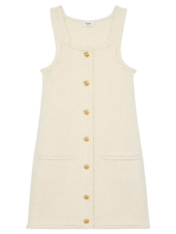 Celine Mini Apron Dress In Cotton - Off White