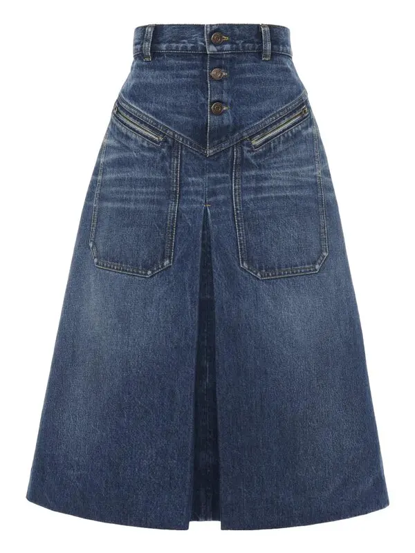 Chloé Knee-length Flared Denim Skirt - Hazy Blue