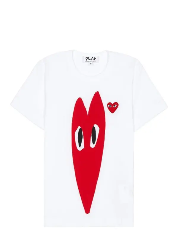 Comme Des Garçons Play" Red Heart Embroidered T-shirt - White