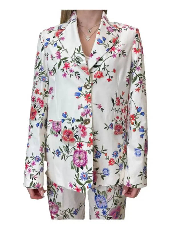Liu Jo Single-breasted Floral Blazer - White