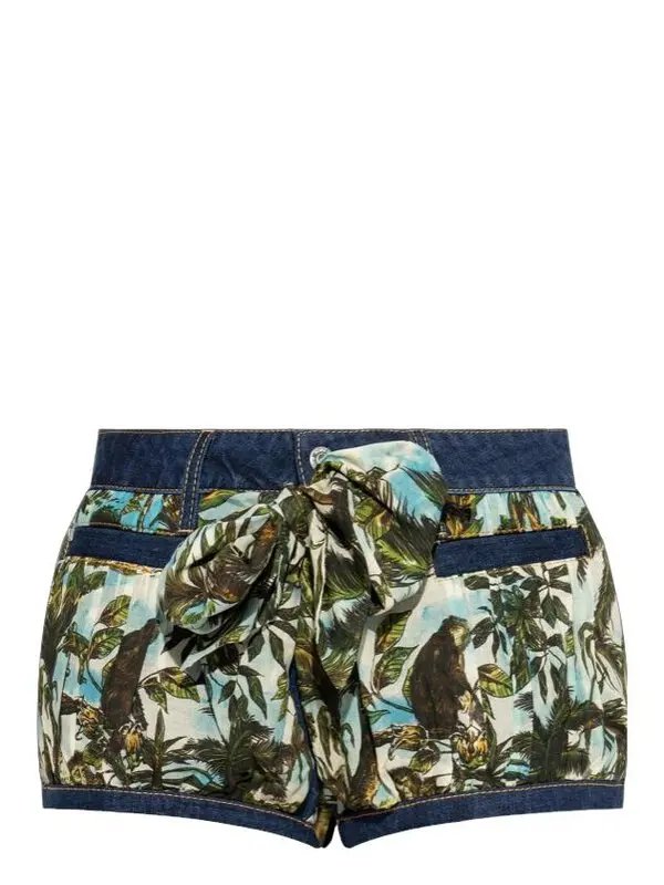 Dsquared2 Botanical Print Shorts With Bow Detail - Green