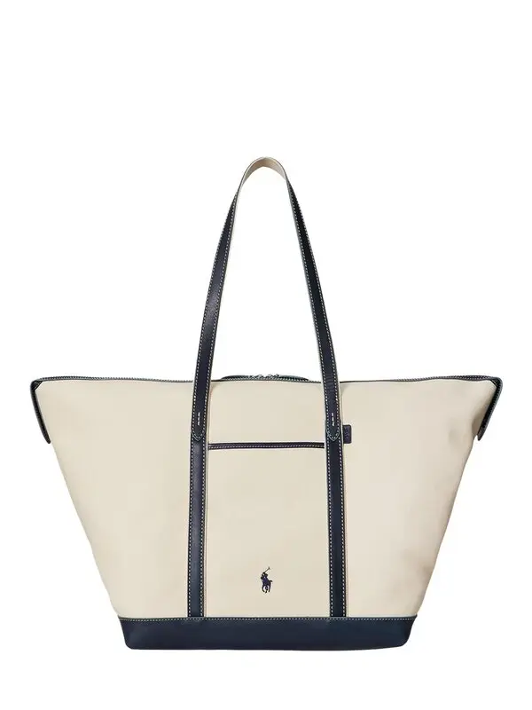 Polo Ralph Lauren Logo Embroidered Large Tote Bag - Nude