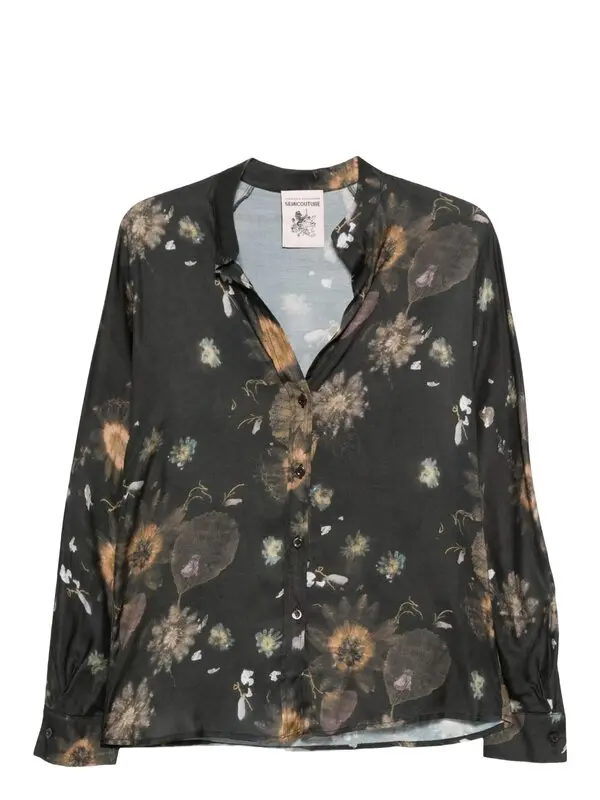 SEMICOUTURE Floral-pattern Long-sleeve Shirt - Black