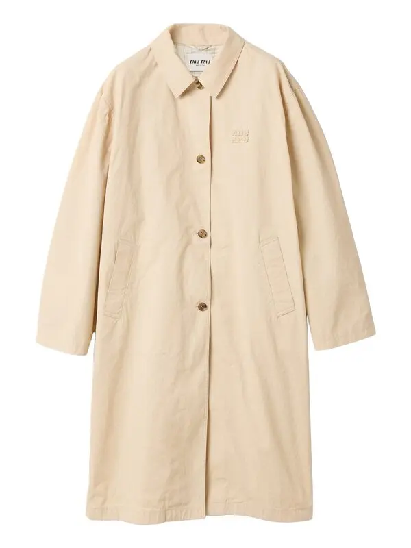 Miu Miu Gabardine Trench Coat - Soy Green