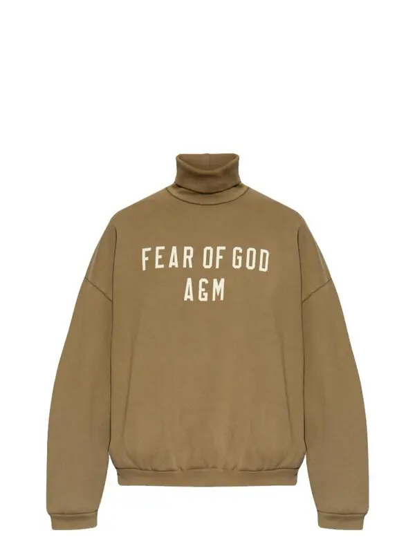 Fear Of God Graphic Logo Print High Neck Sweatshirt - Brown