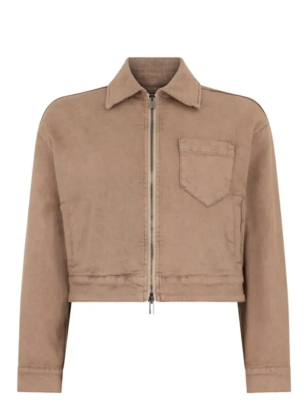 Peserico Cropped Zip-up Long Sleeved Jacket - Nude
