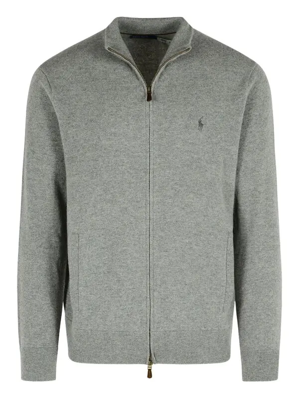 Polo Ralph Lauren Logo Embroidered Zipped Cardigan - Grey