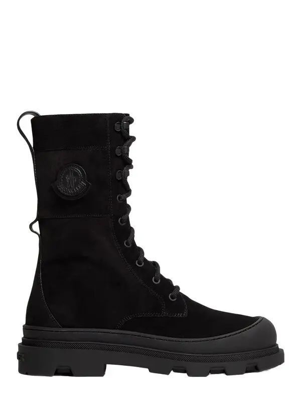 Moncler Vera High Suede Lace-up Combat Boots - Black