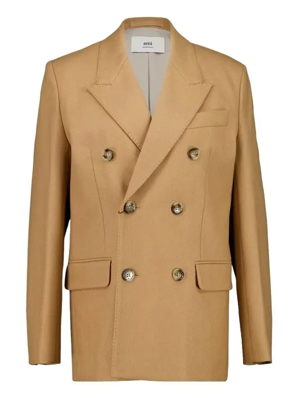 Ami Double-breasted Blazer - Camel Brown