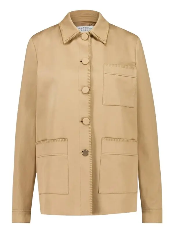 Gabriela Hearst Chore Jacket With Peak Collar And Blanket Stitch Detail - Camel