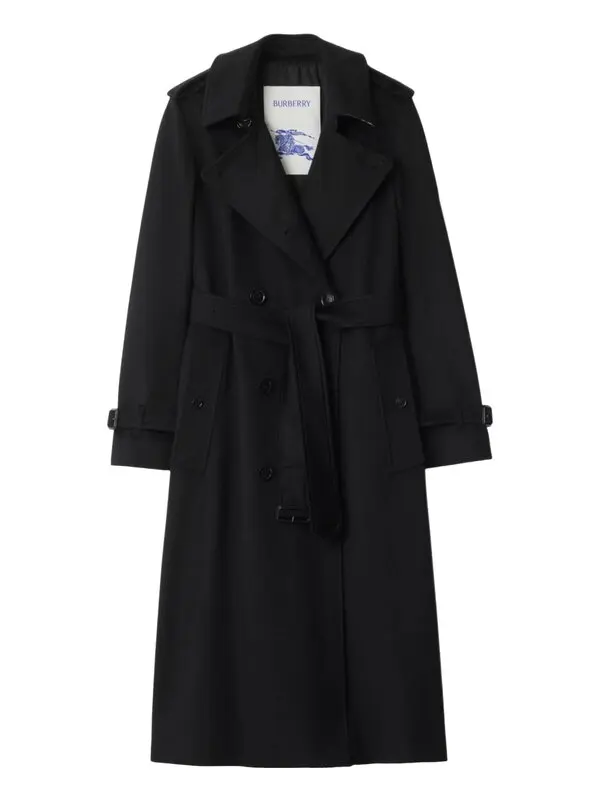 Burberry Long Cashmere Kensington Trench Coat - Black
