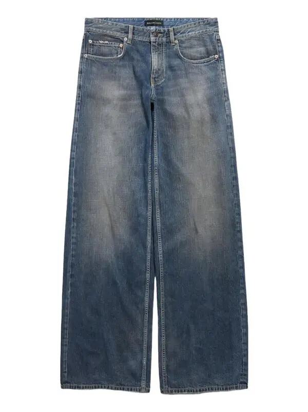 Balenciaga Destroyed Wide-leg Baggy Jeans - Blue