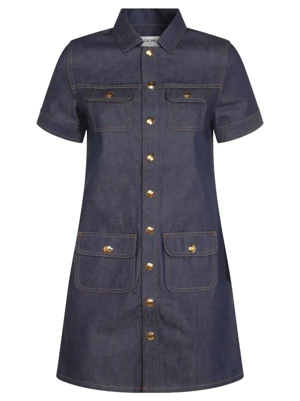 Celine Mini Dress In Raw Wash Denim - Black