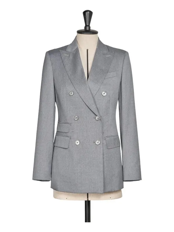 Max Mara Wool Twill Double-breasted Blazer - Medium Gray