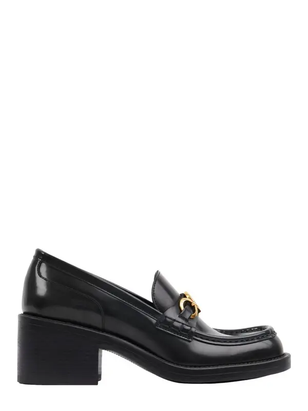 Chloé Dakota Heeled Loafers With Gold Tone Horsebit Detail - Black