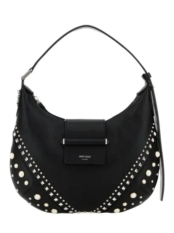 JIMMY CHOO Bar Studded Shoulder Bag - Black