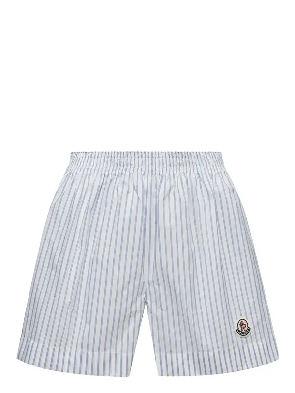 Moncler Striped Elasticated Waist Shorts - White And Light Blue