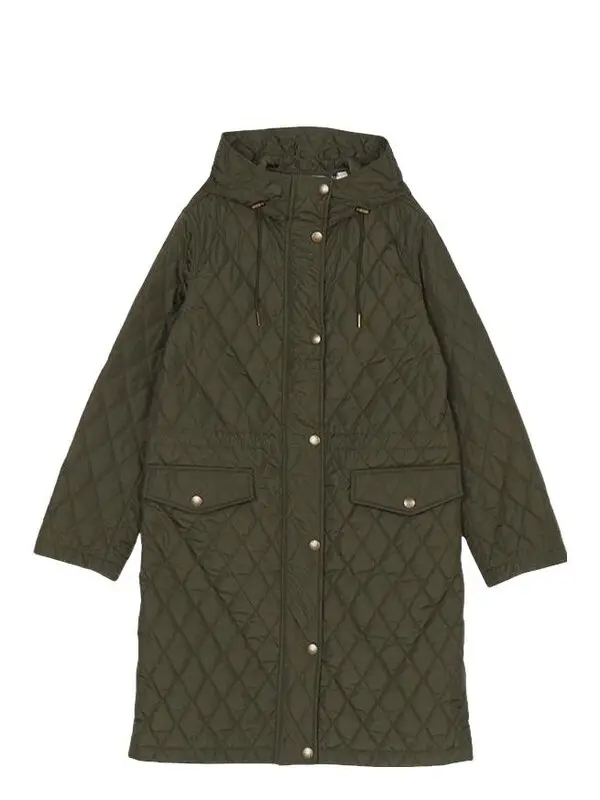 Burberry Quilted Hooded Cotton Coat - Green