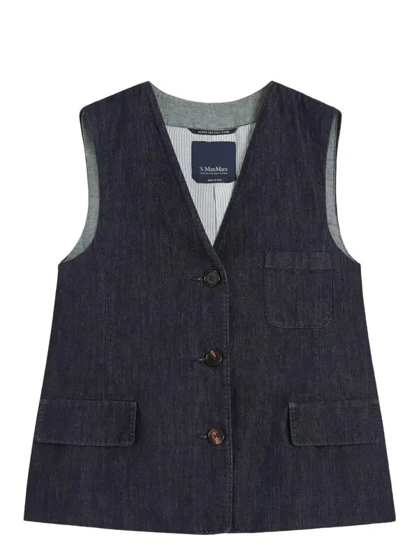 Max Mara Single-breasted Denim Gilet - Ultramarine Blue