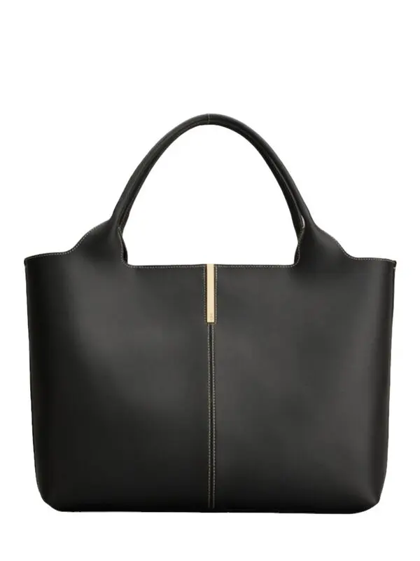 TOD'S Logo Engraved Tote Bag - Black