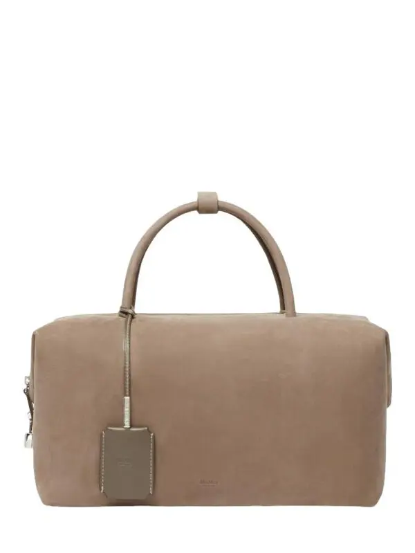 Max Mara Large Nubuck Leather Boston Bag - Grey Dove