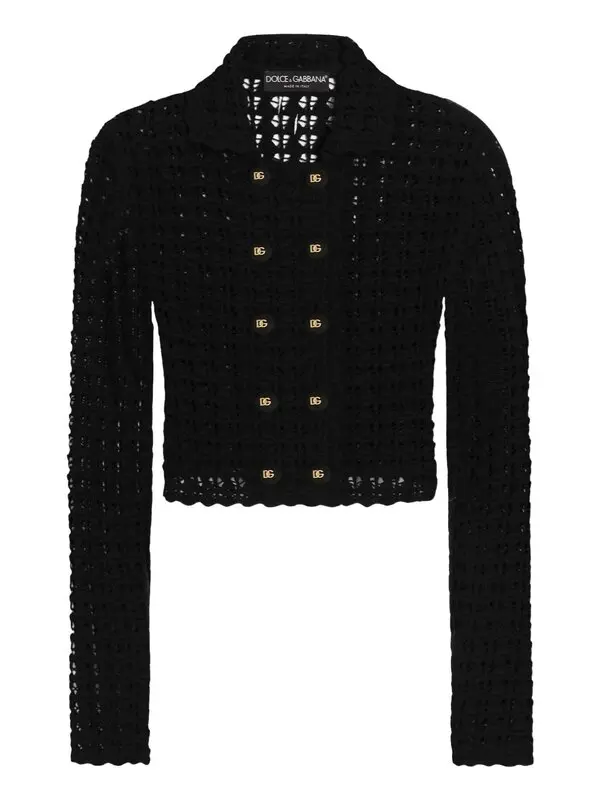 Dolce & Gabbana Crochet Cropped Jacket - Black