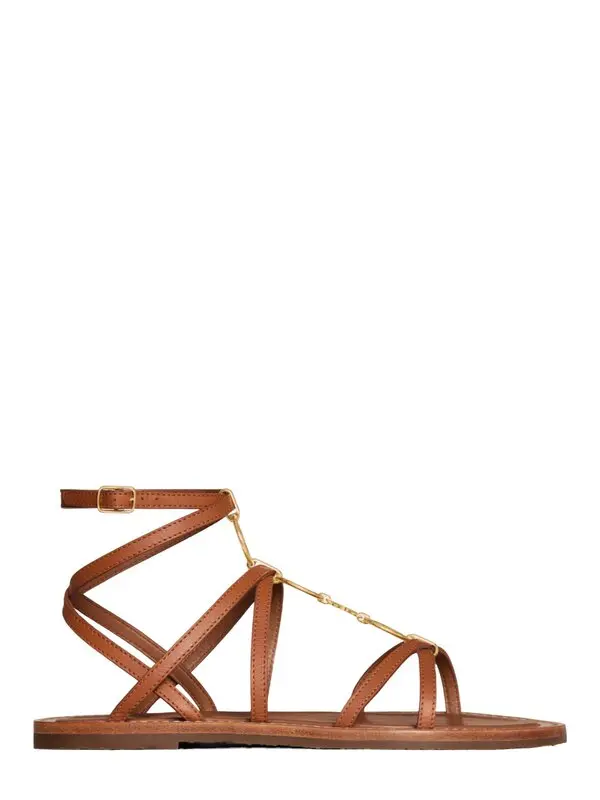 Celine Olymipa Strappy Jewel Sandal In Calfskin - Tan