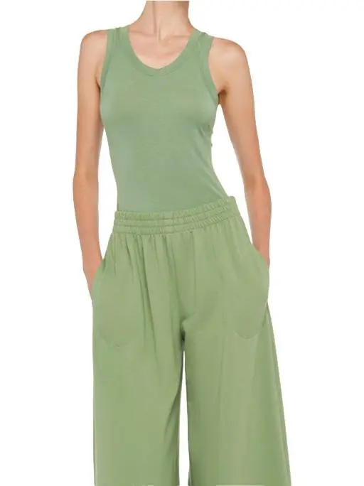 Norma Kamali Racer Back Tank - Vintagegreen