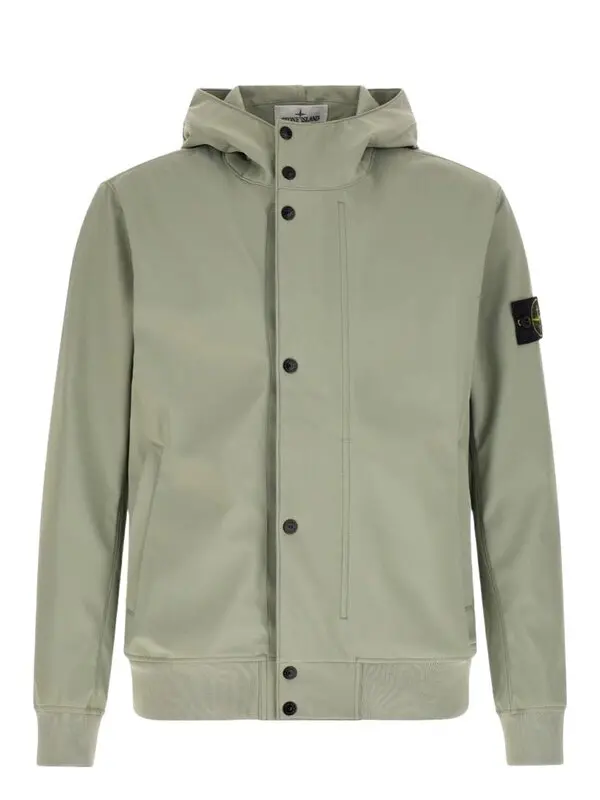 Stone Island Logo Badge Hooded Jacket - Sage