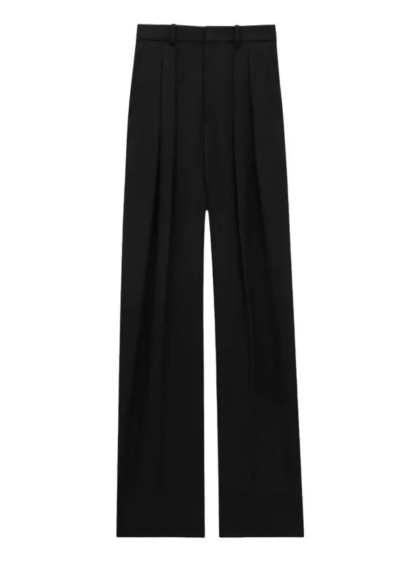Saint Laurent High Waist Wide Leg Trousers - Black