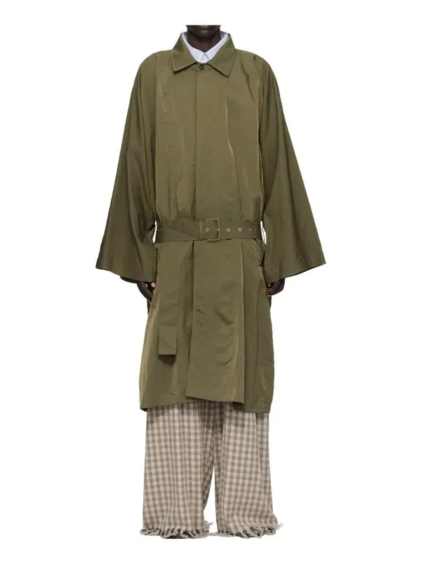 HED MAYNER Belted Trenchcoat - Green