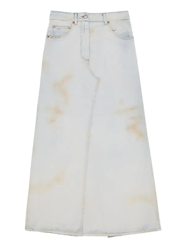 MAISON MARGIELA Distressed Denim Midi Skirt - Light Blue