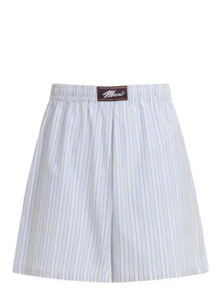 Marni Striped Poplin Bermuda Shorts - Light Blue