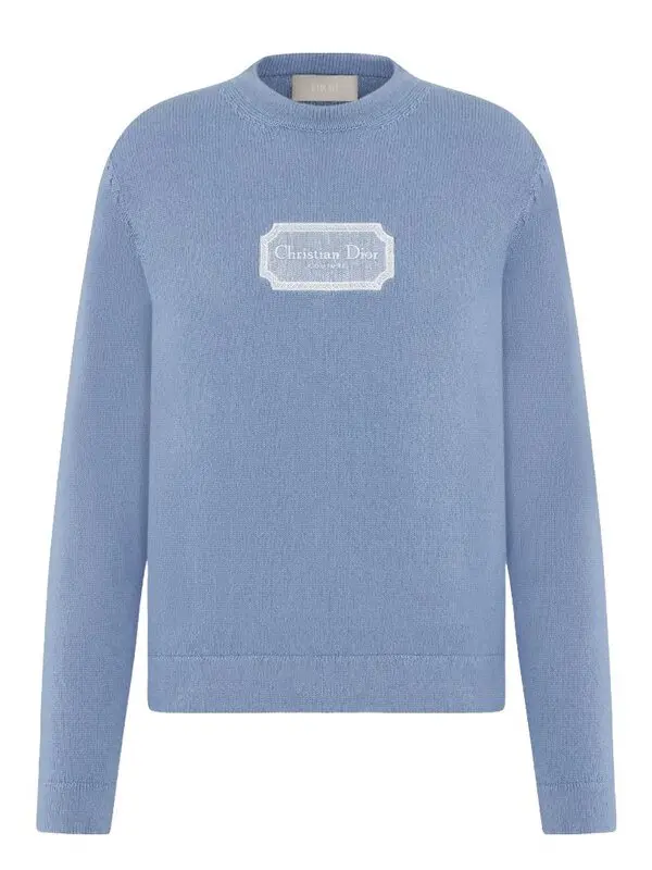 Dior Crewneck Jumper With Embroidered Box Pattern - Blue