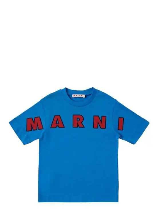 Marni Cotton T-shirt With Printed Logo - Blue