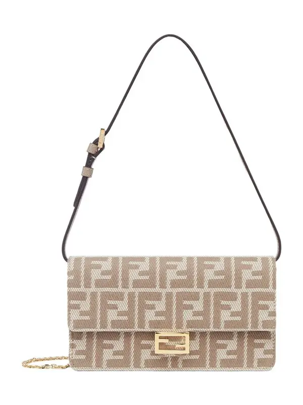 Fendi Baguette Wallet On Chain - Beige