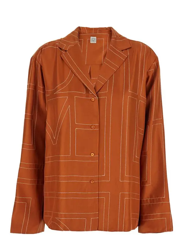 TOTEME Monogram Patterned Button-up Shirt - Brown