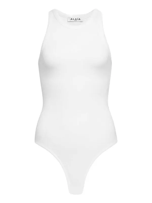 Alaïa Sculpting Rib Jersey Bodysuit - White