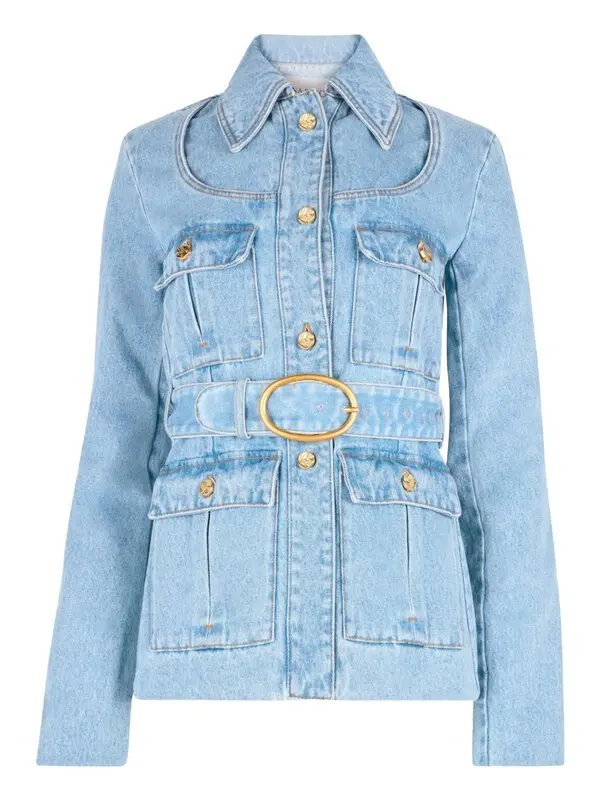 Nina Ricci Saharianne Belted Jacket - Denim Blue