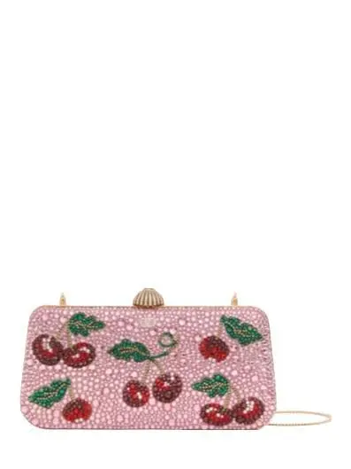 Valentino Garavani Cherry Embellished Clutch With Chain Strap - Pink