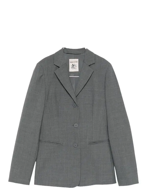 SEMICOUTURE Lapel Long-sleeved Suit Jacket - Gray