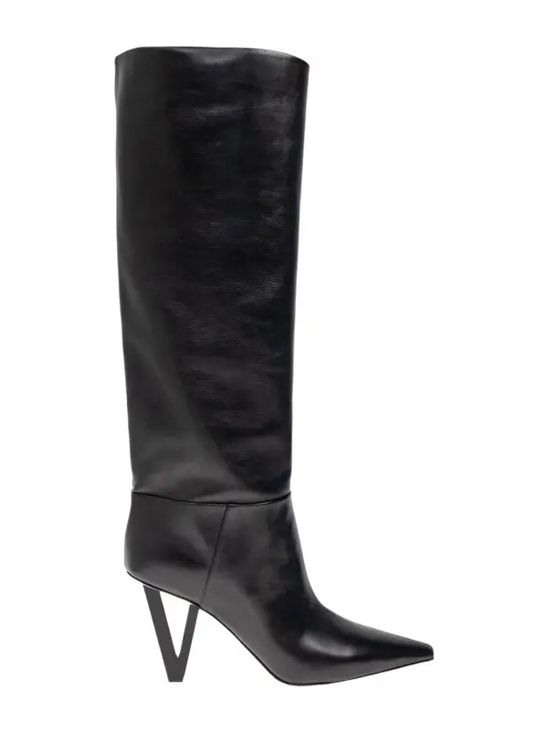Versace Pointed-toe High Heel Boots - Black