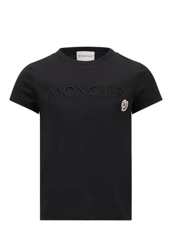 Moncler Logo Embroidered T-shirt - Black
