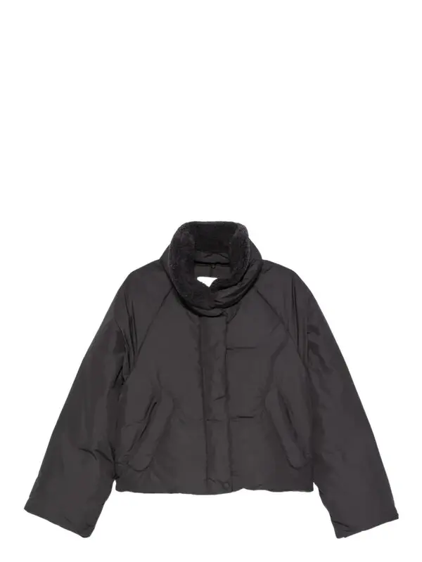 LOW CLASSIC Quilted Jacket With High Collar - Black