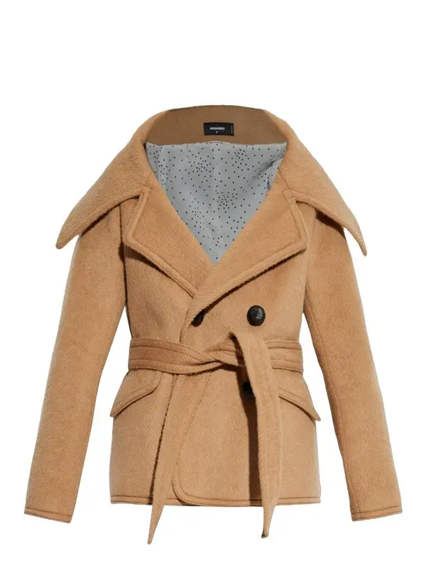 Dsquared2 Double-breasted Belted Coat - Beige